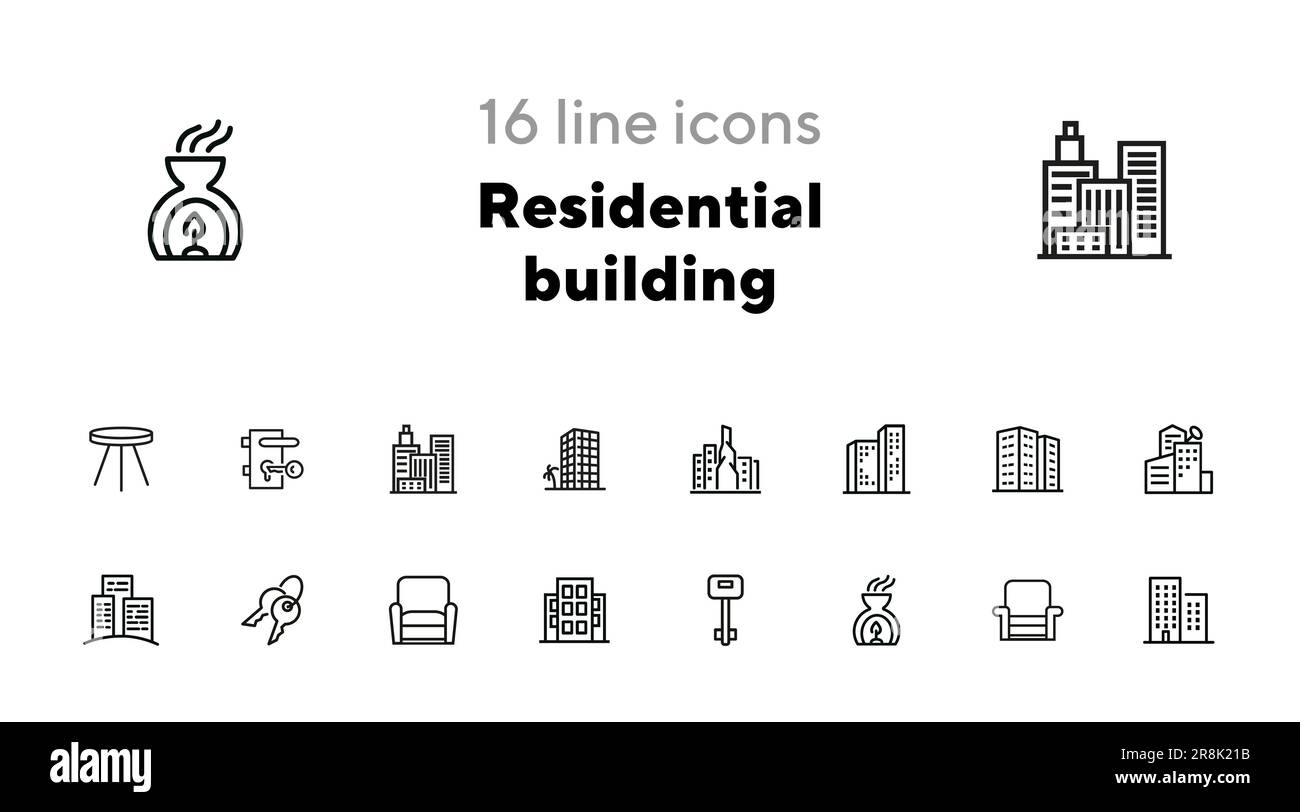 Residential building icons Stock Vector Image & Art - Alamy