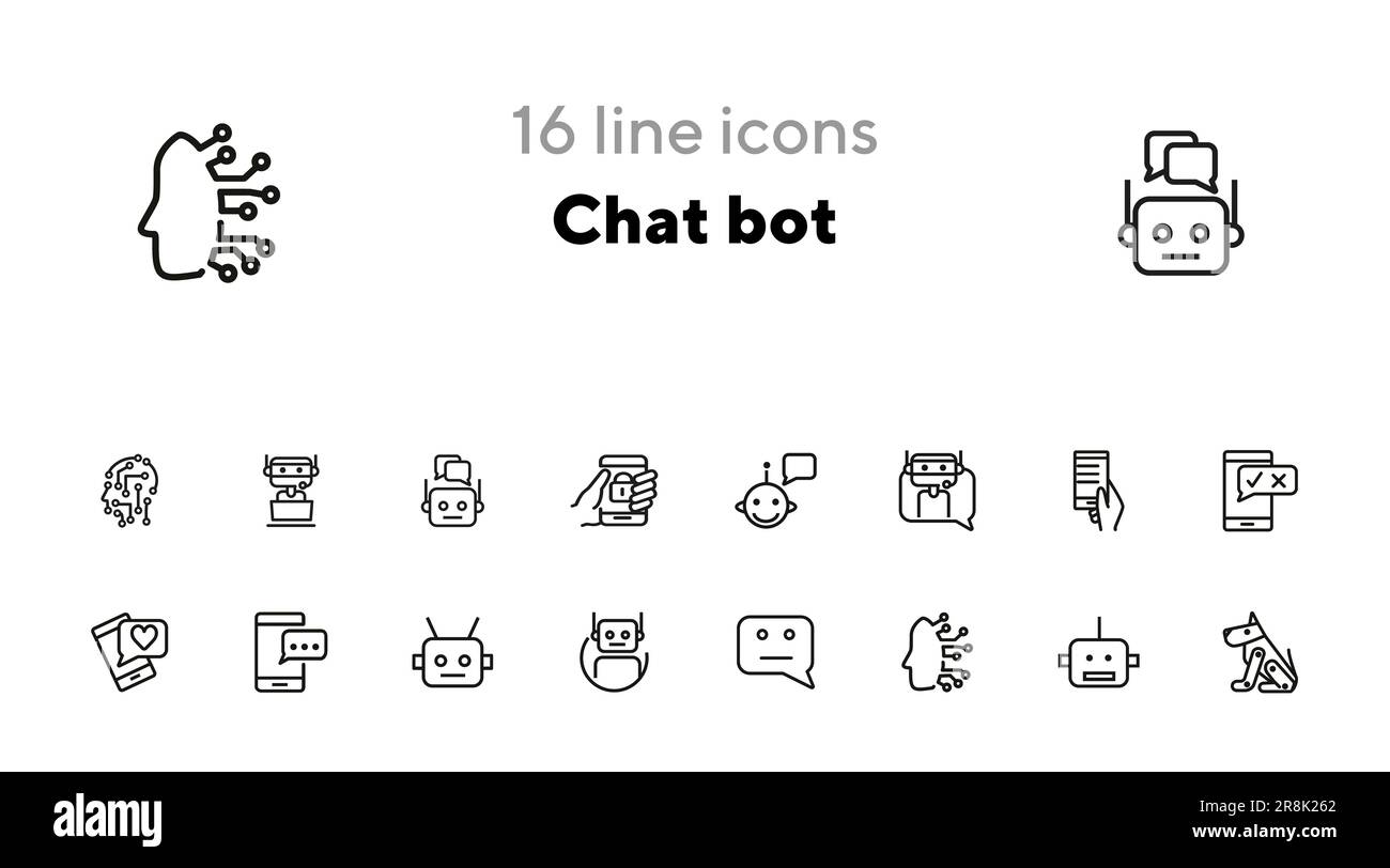 Chat bot line icon set Stock Vector Image & Art - Alamy Chat bot line icon set Stock Vector Image & Art - Alamy