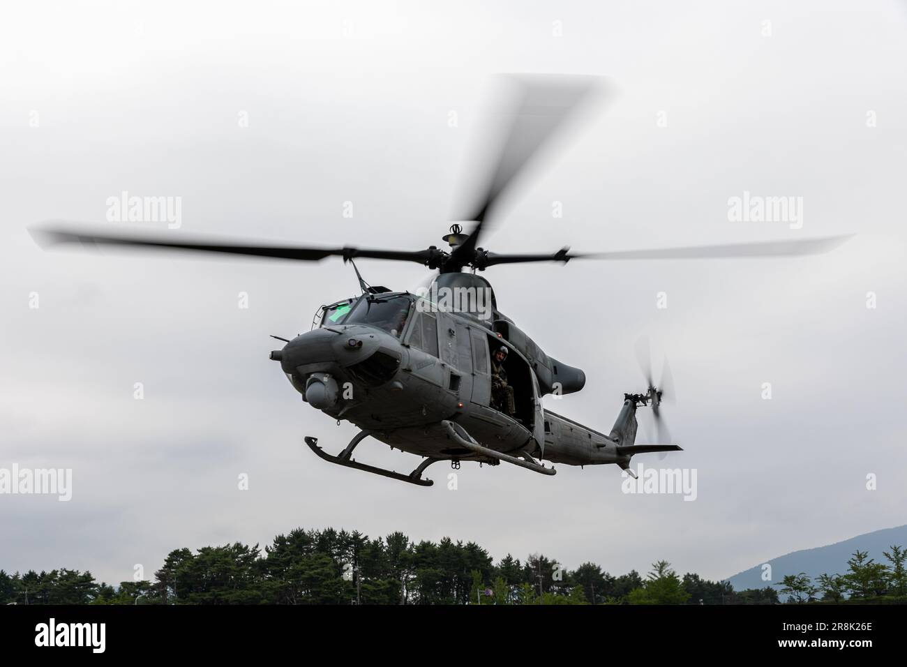 A U.S. Marine Corps UH-1Y helicopter with Marine Wing Light Attack ...