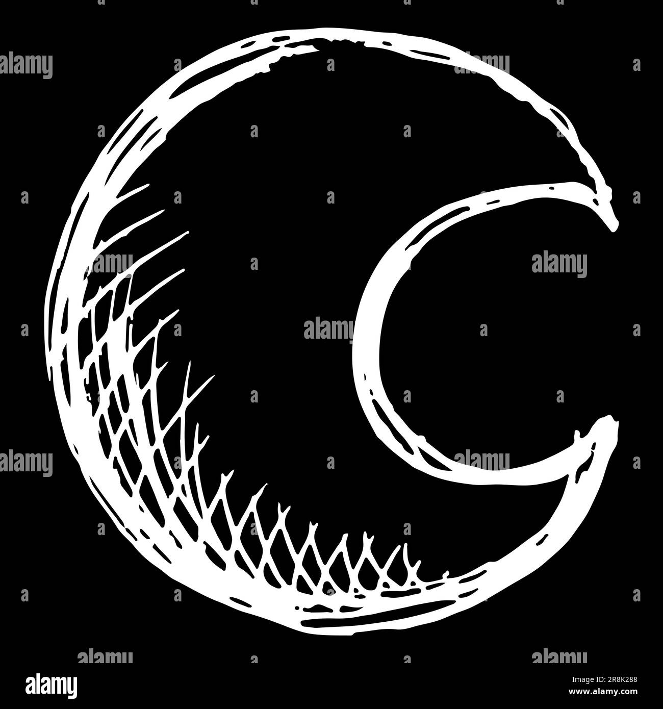 Monochrome cartoon moon sketched vector line art Stock Vector Image ...