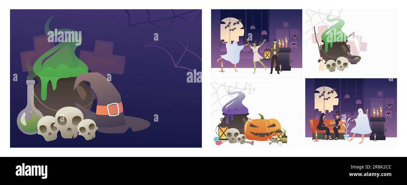 Set of Halloween horror party banners Stock Vector Image & Art - Alamy