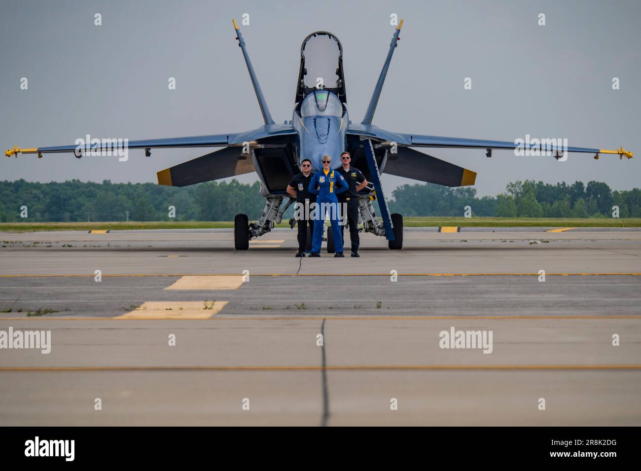U.S. Navy Lt. Amanda Lee, a pilot for the Blue Angels, stands in front ...