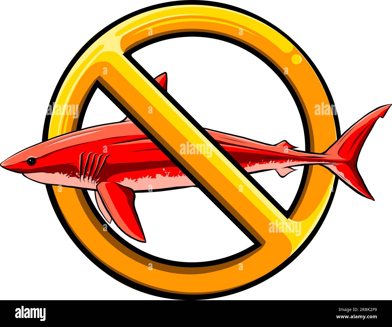a gray shark with prohibitory sign vector illustration Stock Vector ...
