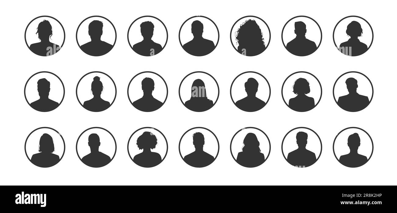 Male and female avatar profile sign, different people avatars, face ...