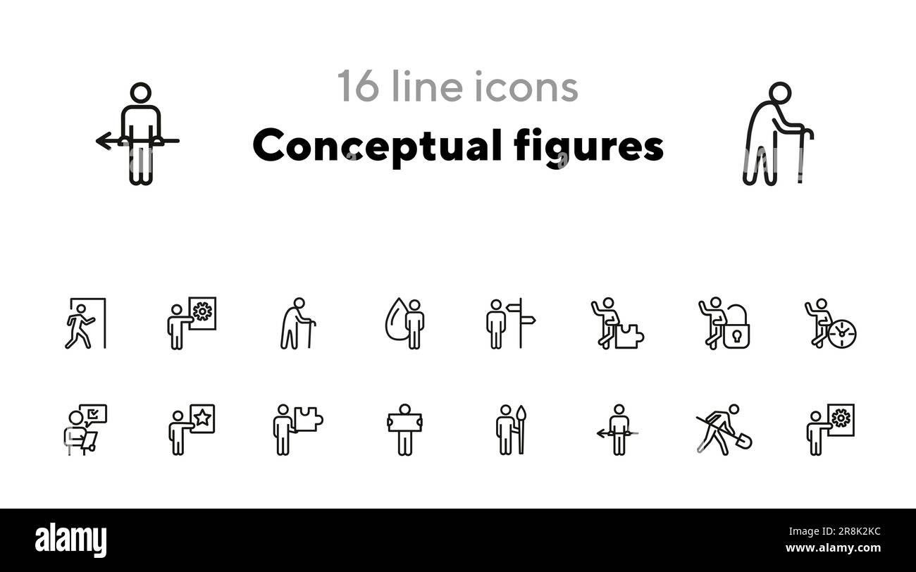 Conceptual figures line icon set Stock Vector Image & Art - Alamy