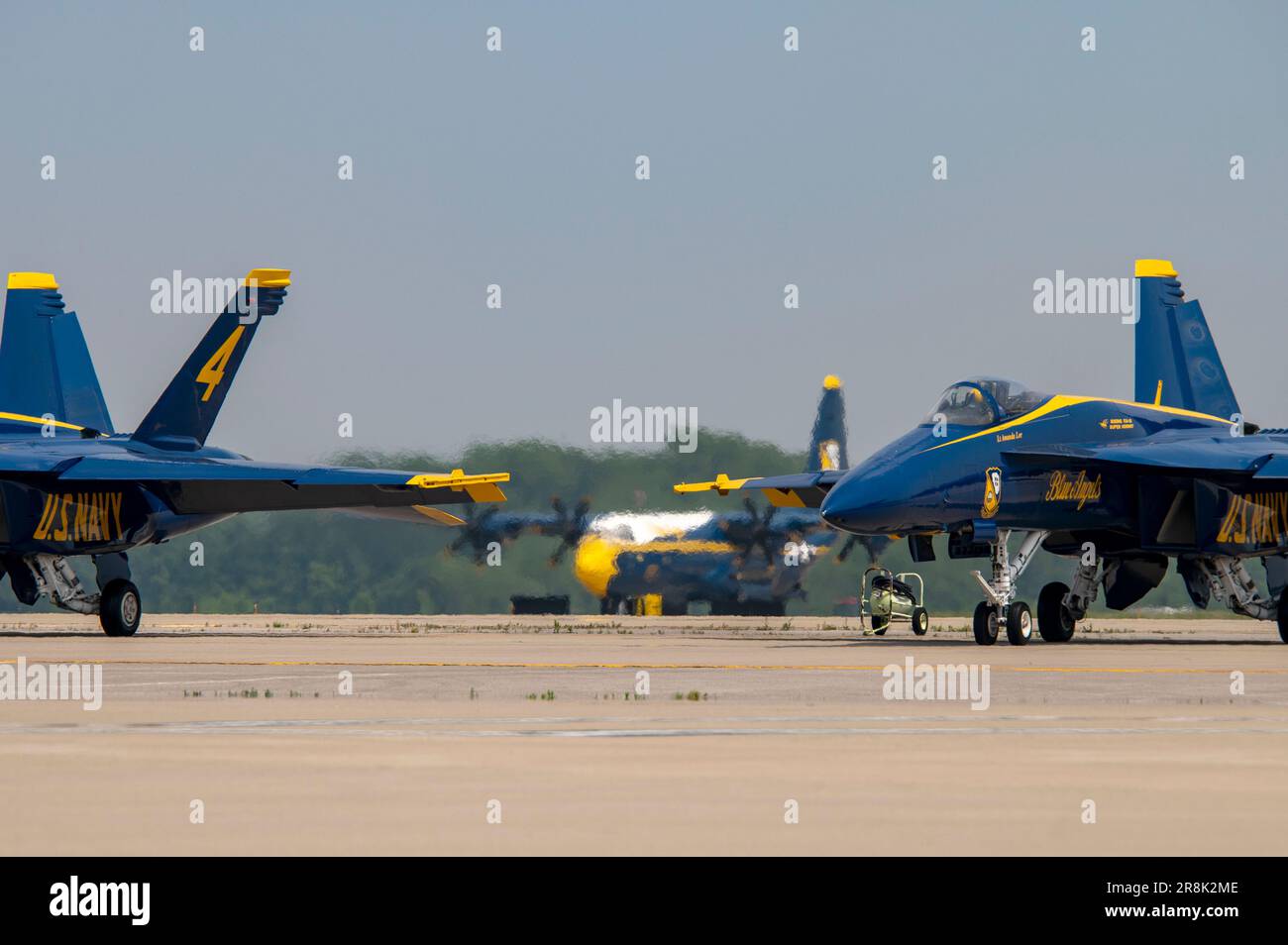 The U.S. Navy Blue Angels prepare to take off for a show as Marine ...