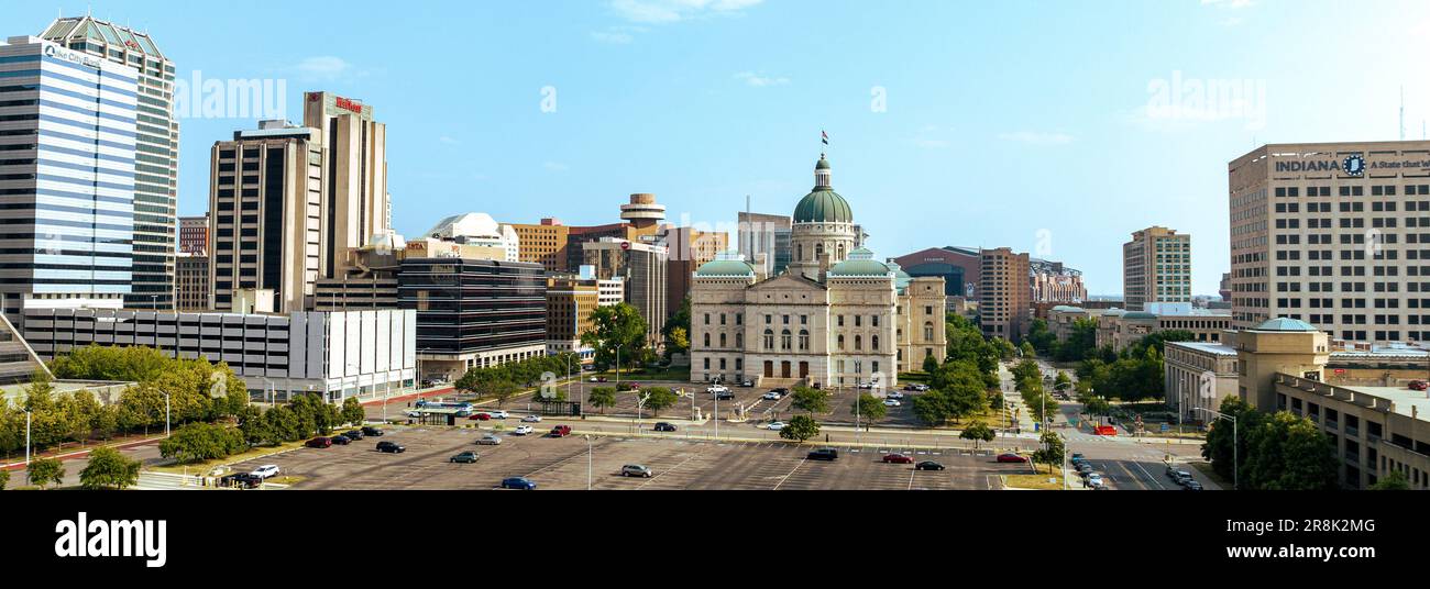 Aerial downtown indianapolis indiana hi-res stock photography and ...