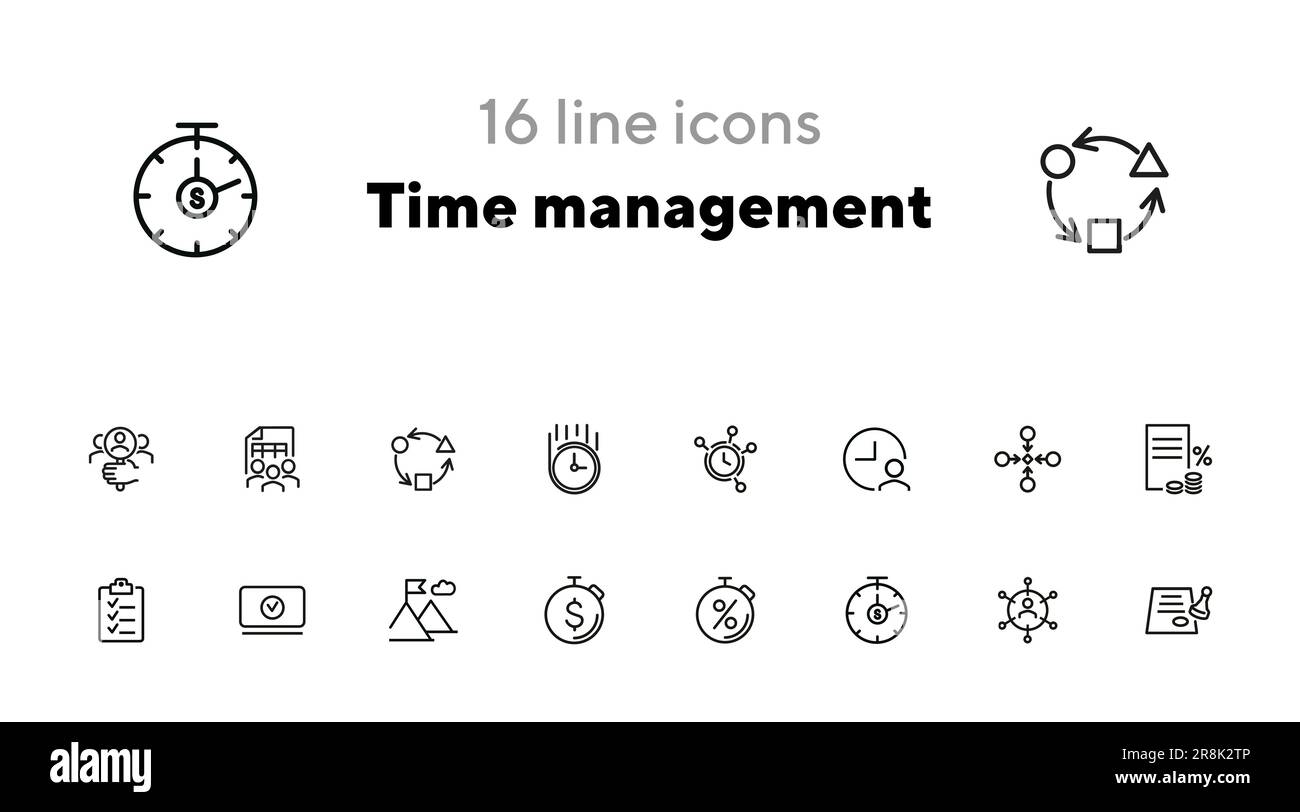 Time management line icon set Stock Vector Image & Art - Alamy