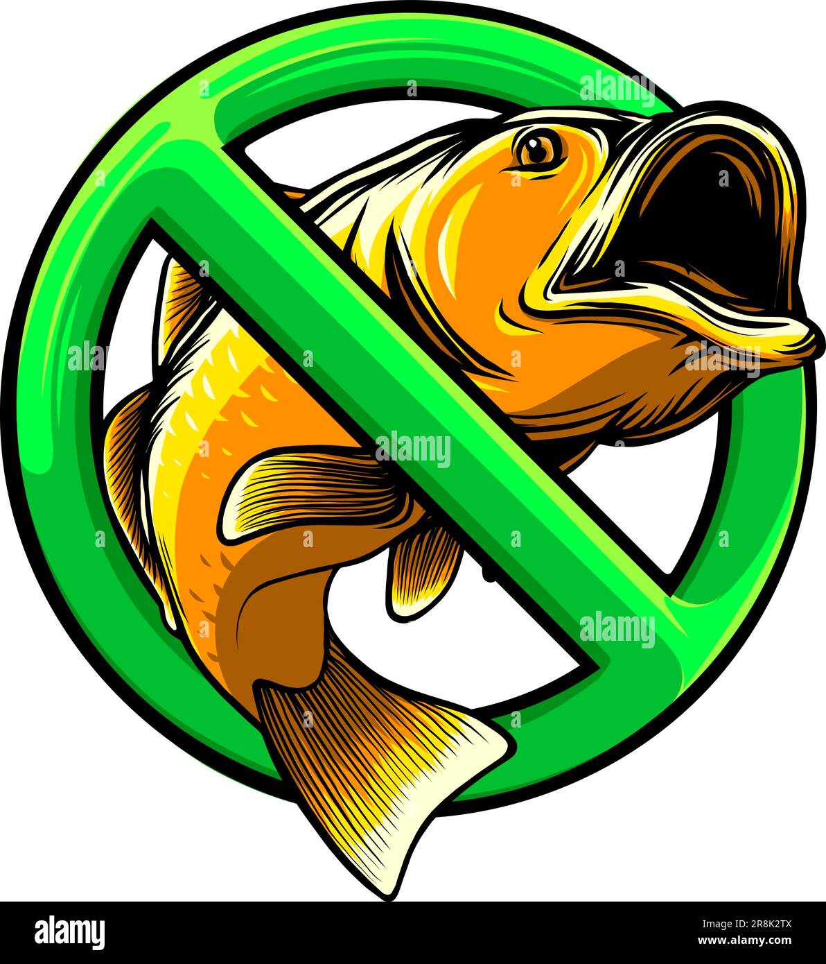 No Fish sign icon isolated on white background. Vector illustration ...