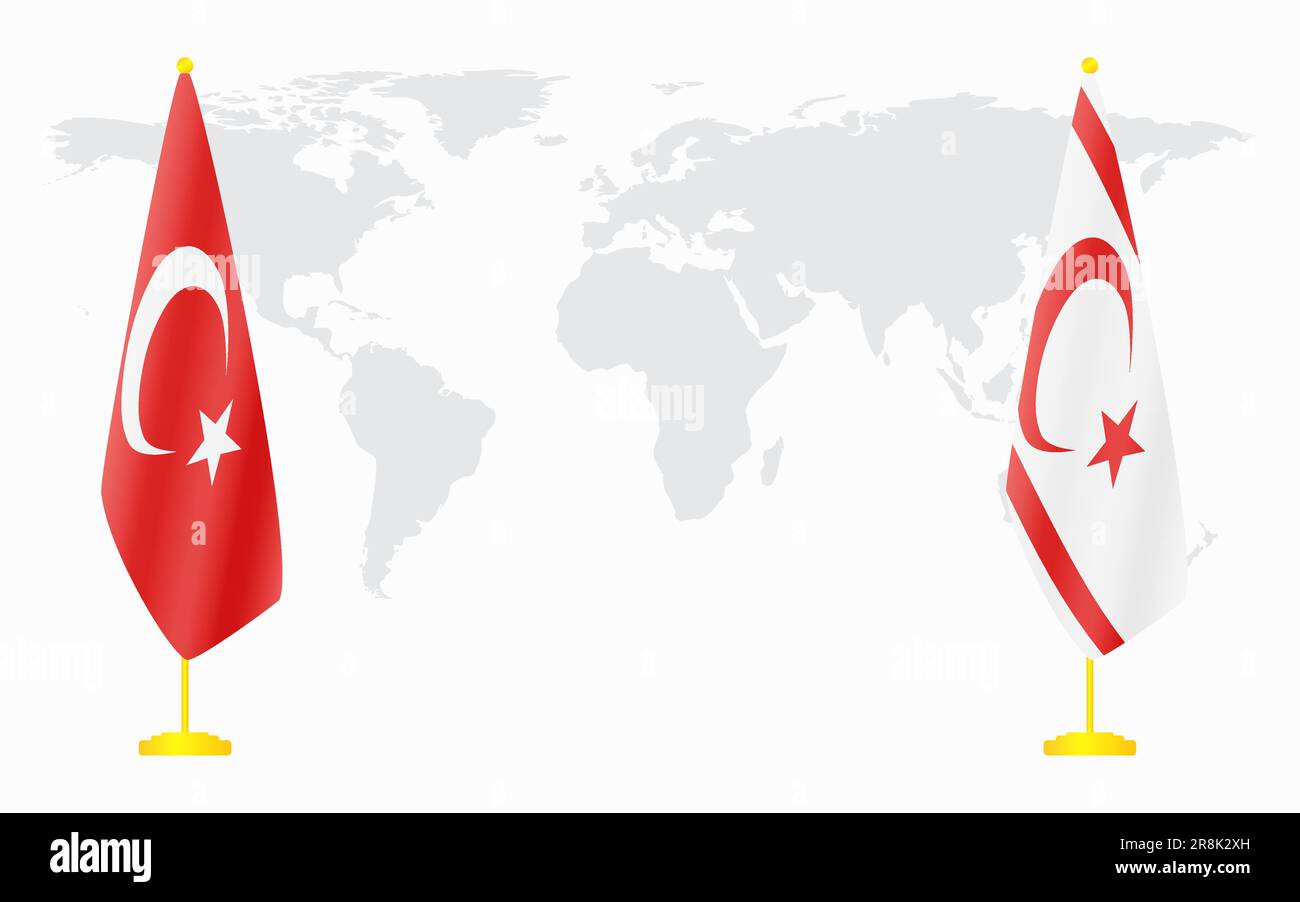 Turkey and Turkish Republic of Northern Cyprus flags for official ...