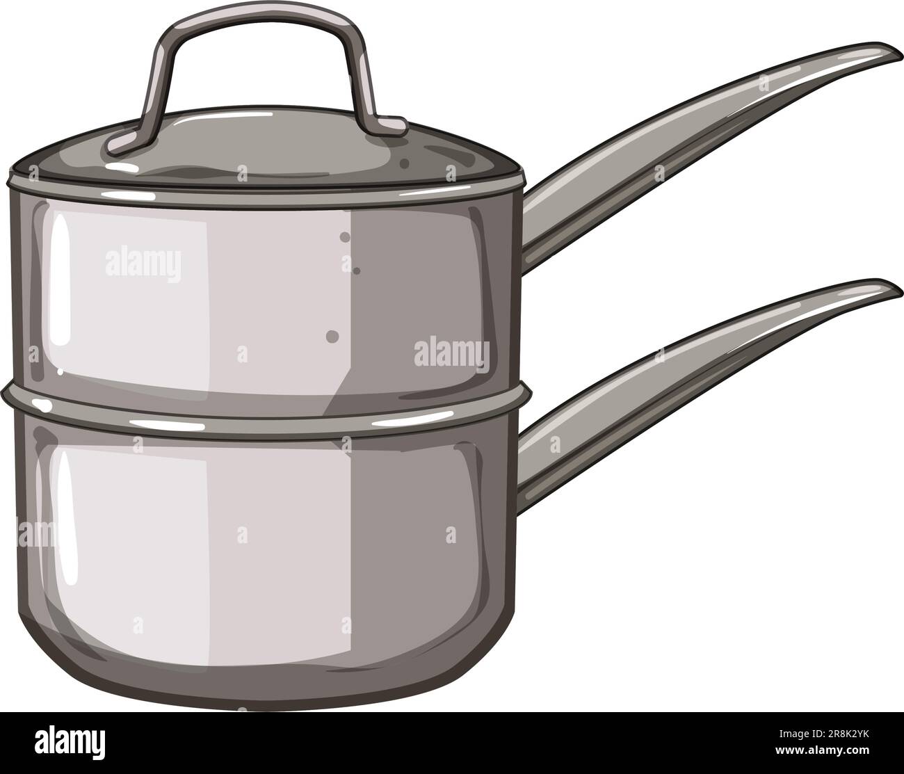 healthy double boiler pan cartoon vector illustration Stock Vector ...