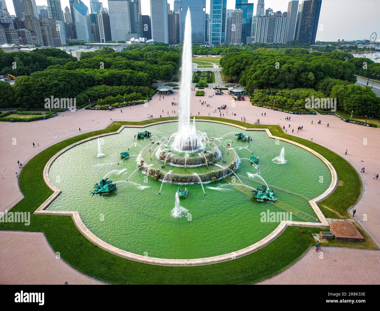 Chicago Fountain Aerial View