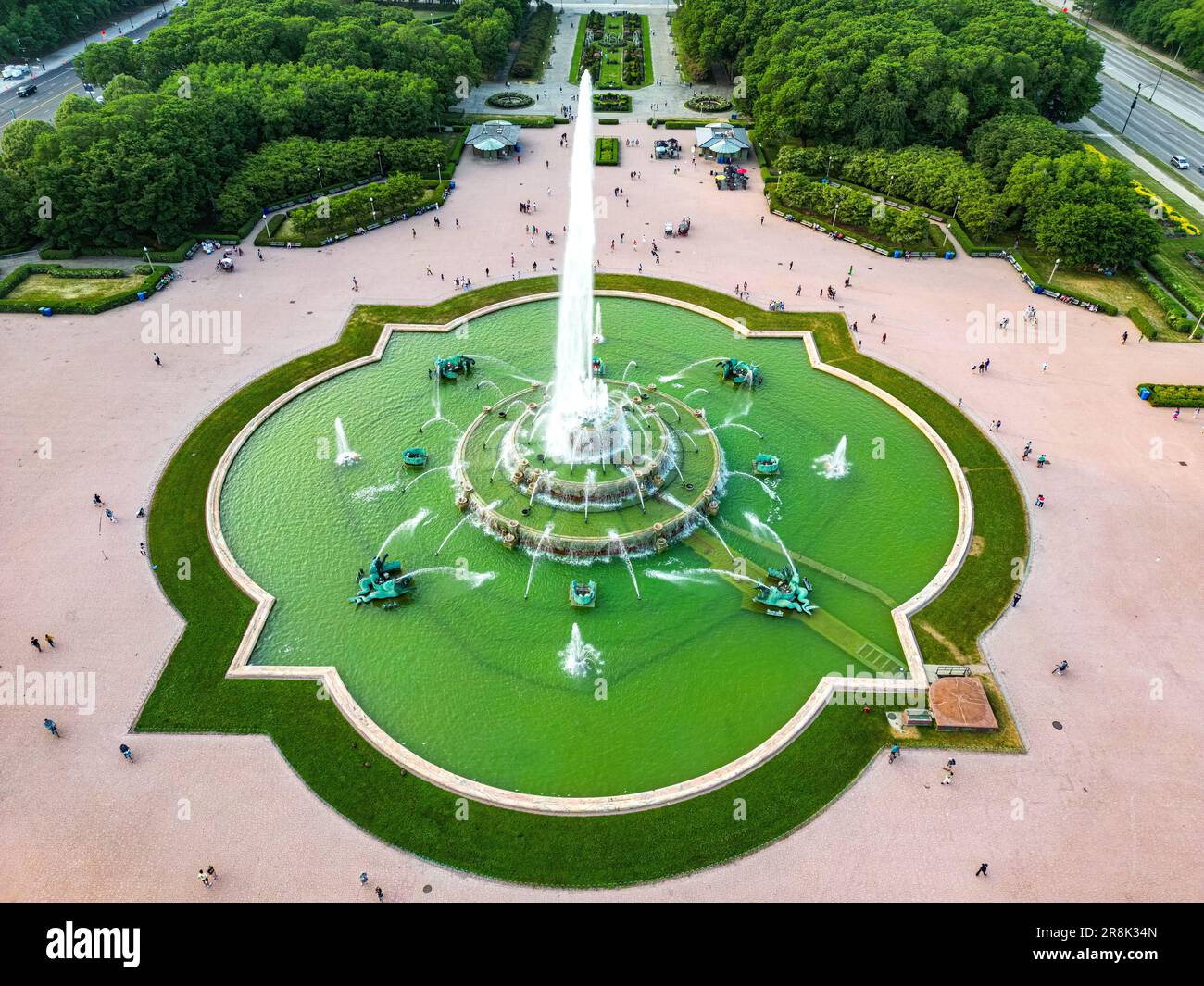 Chicago Fountain Aerial View Nothing Like A Peaceful Moment By