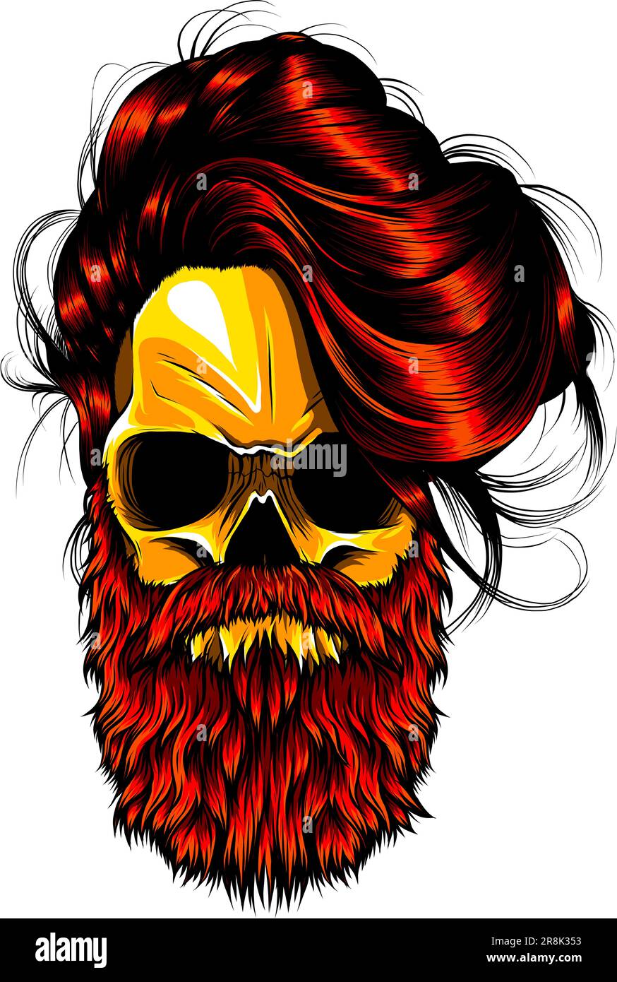 vector illustration of skull with beard design art Stock Vector Image ...