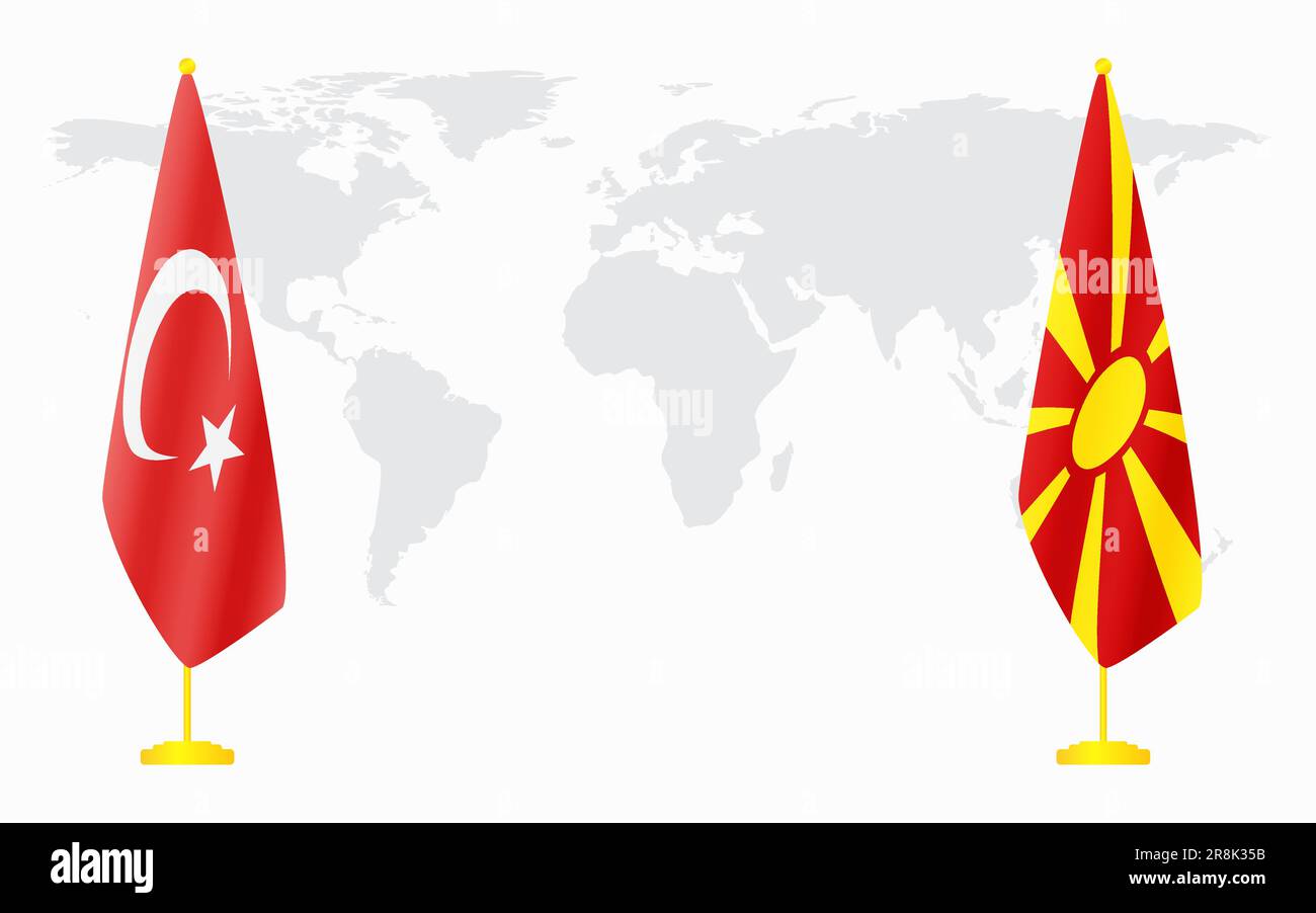 Turkey and Northern Macedonia flags for official meeting against ...