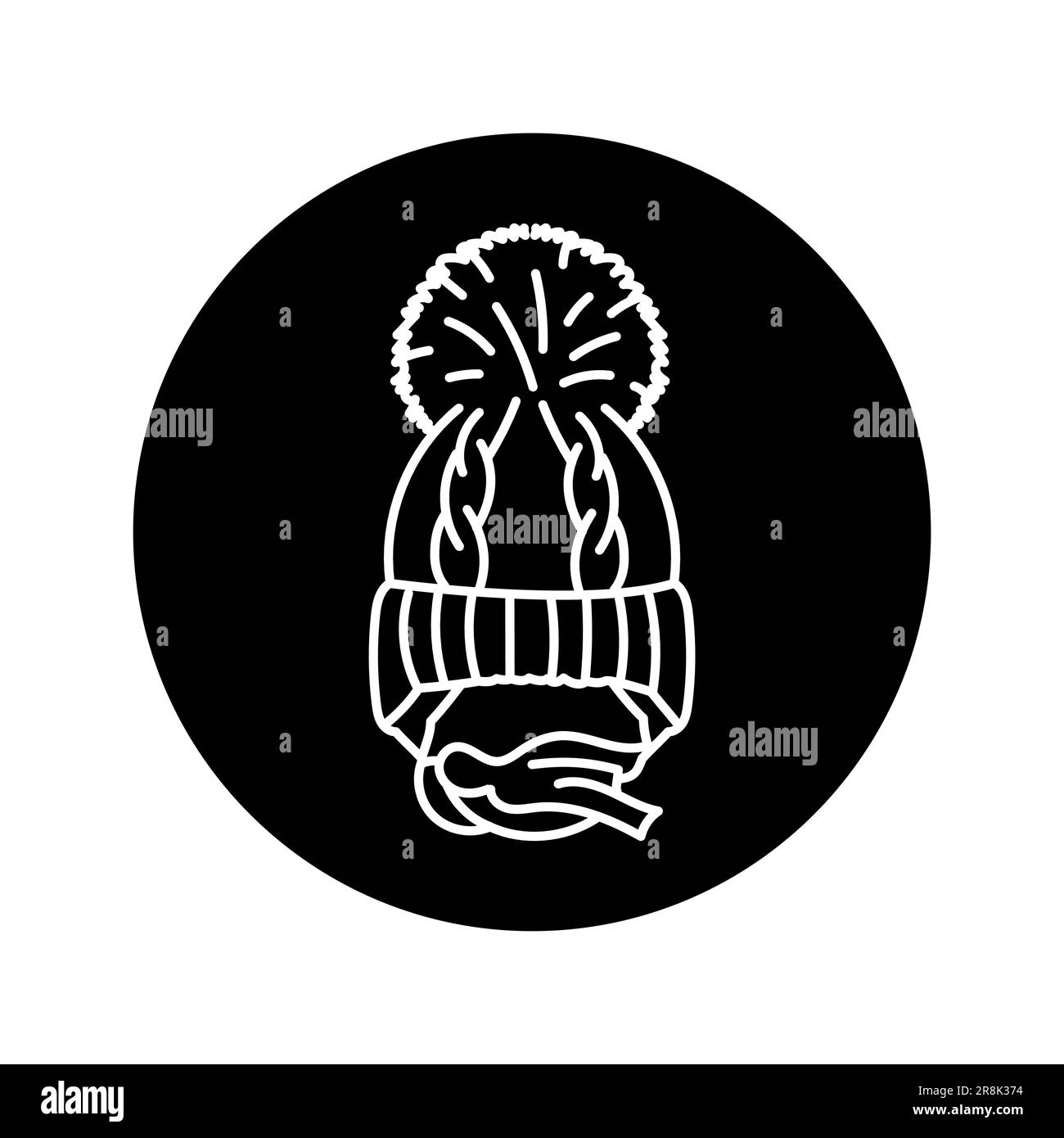 Children's winter hat black line icon. Pictogram for web page, mobile ...