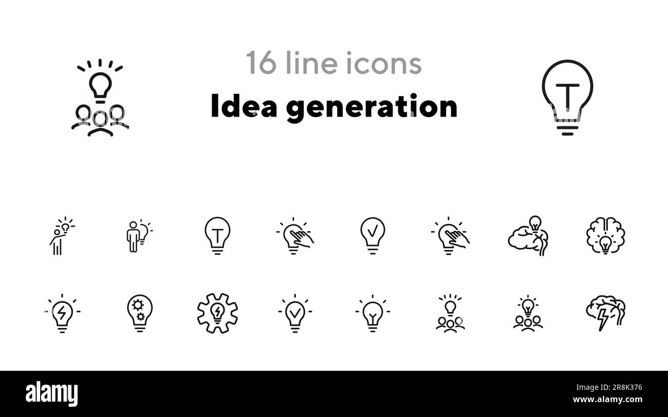 Idea generation line icon set Stock Vector Image & Art - Alamy