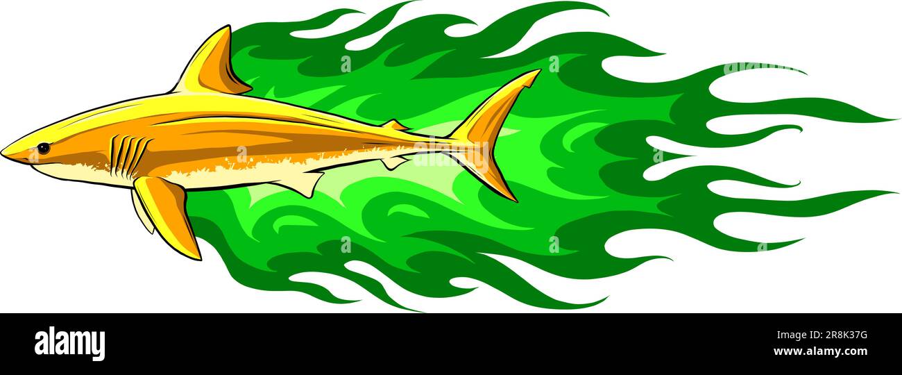 Shark, Abstract Flame Furious Marine Predator vector illustration Stock ...