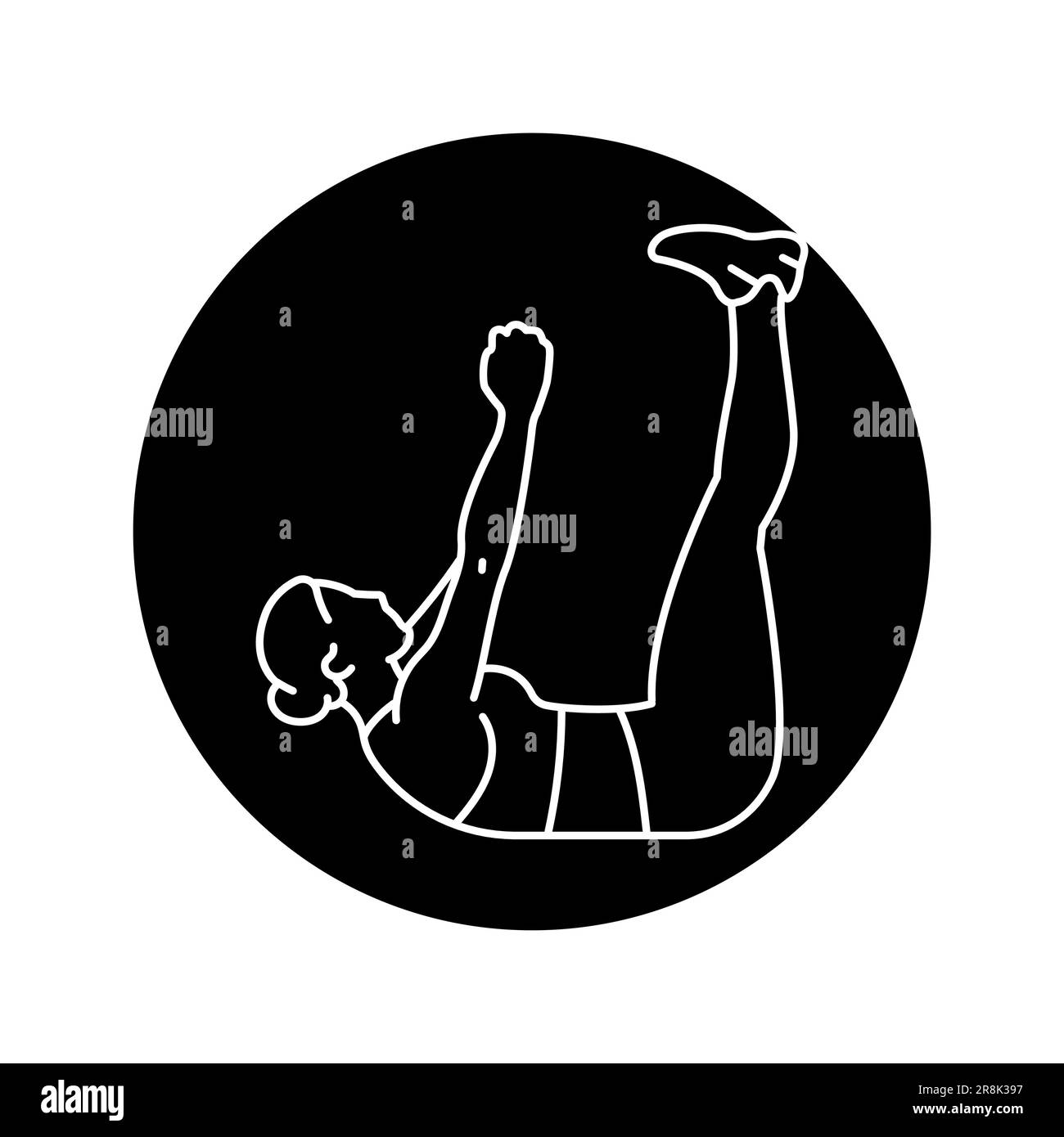 Girl Doing Crunch black line icon. Pictogram for web page, mobile app ...