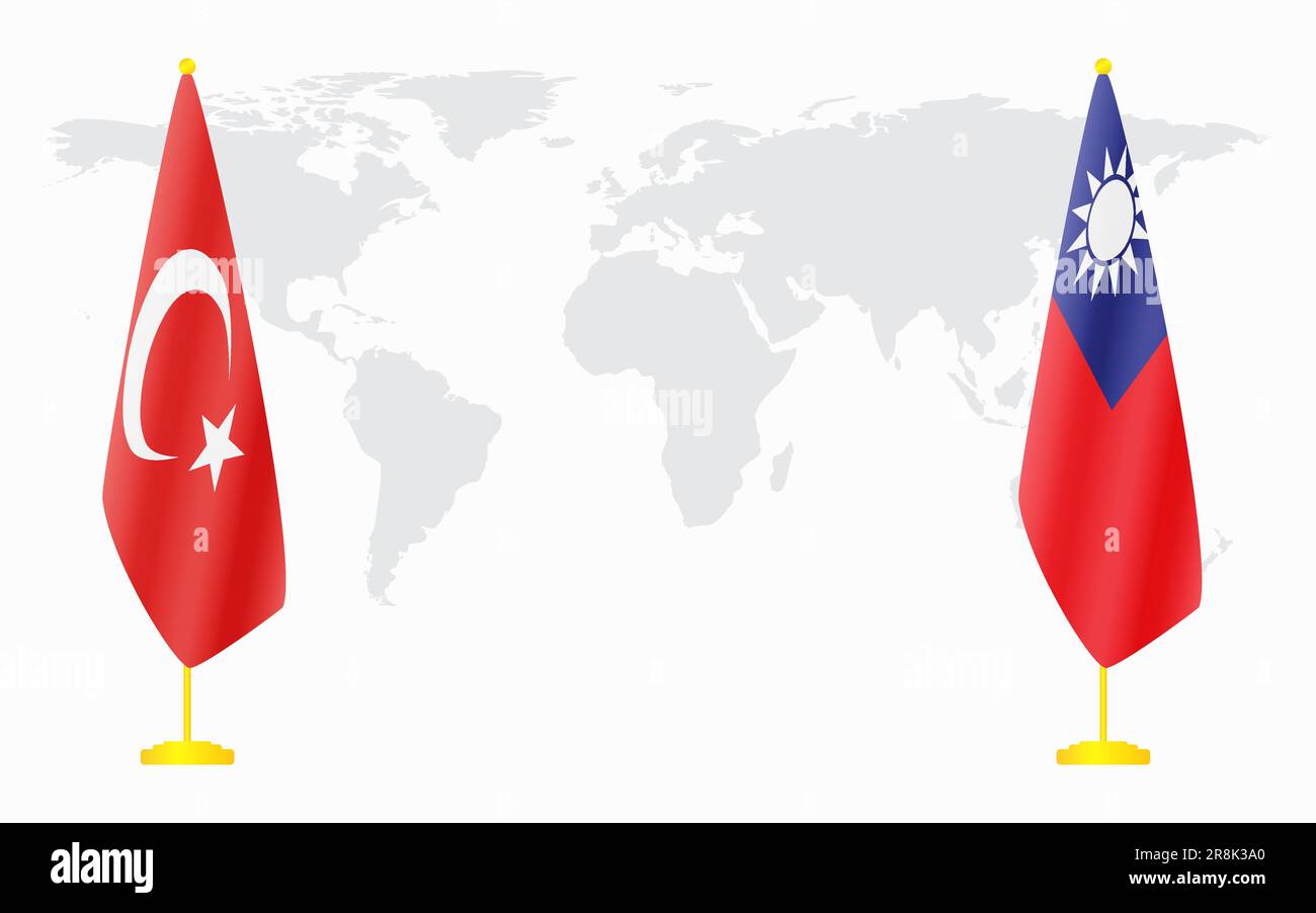 Turkey and Taiwan flags for official meeting against background of ...