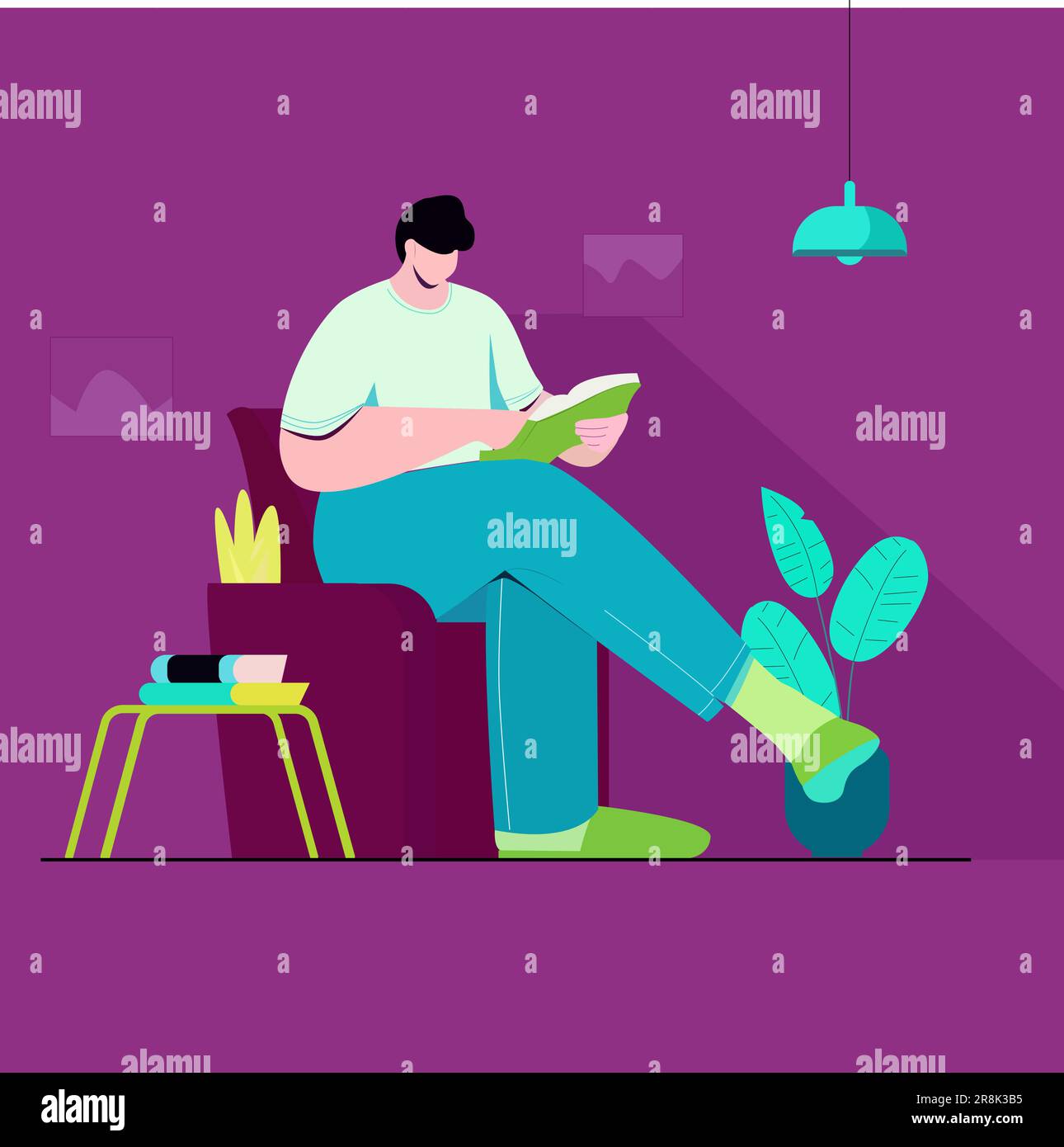 Caucasian male reading sitting Stock Vector Images - Alamy