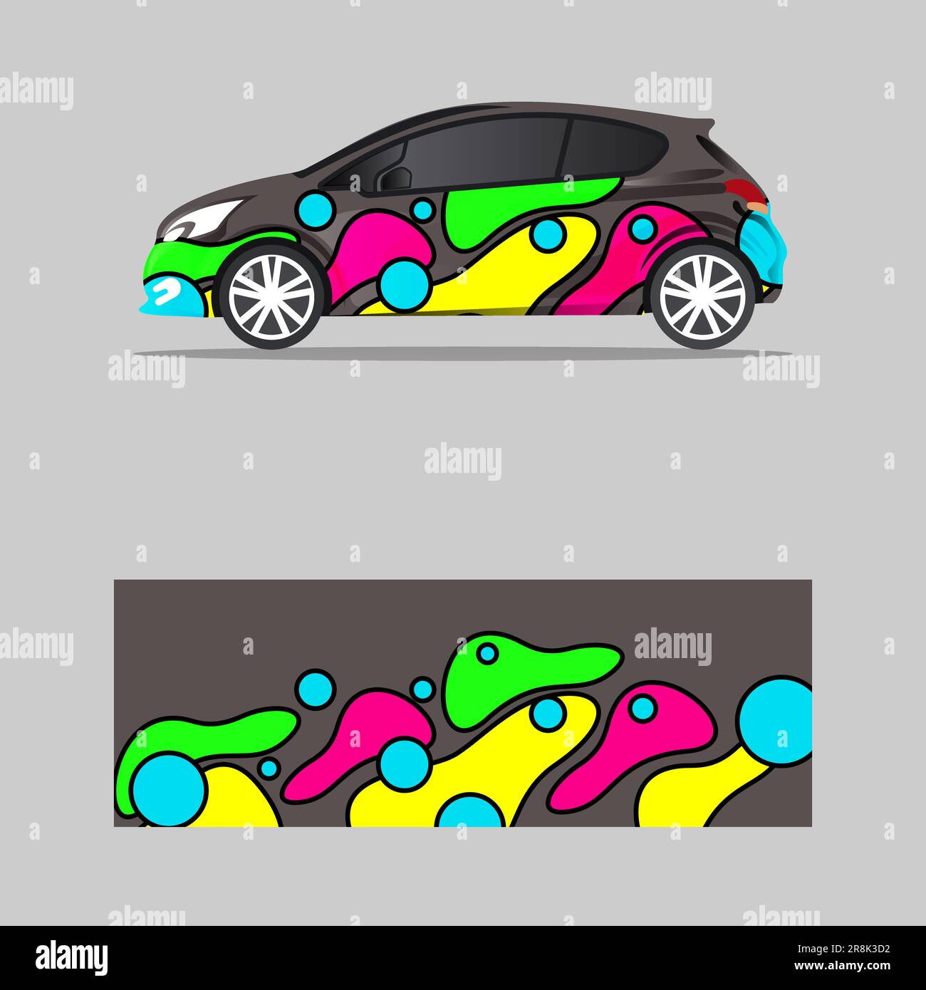 Graphic abstract wave designs for wrap vehicle, race car, branding car ...