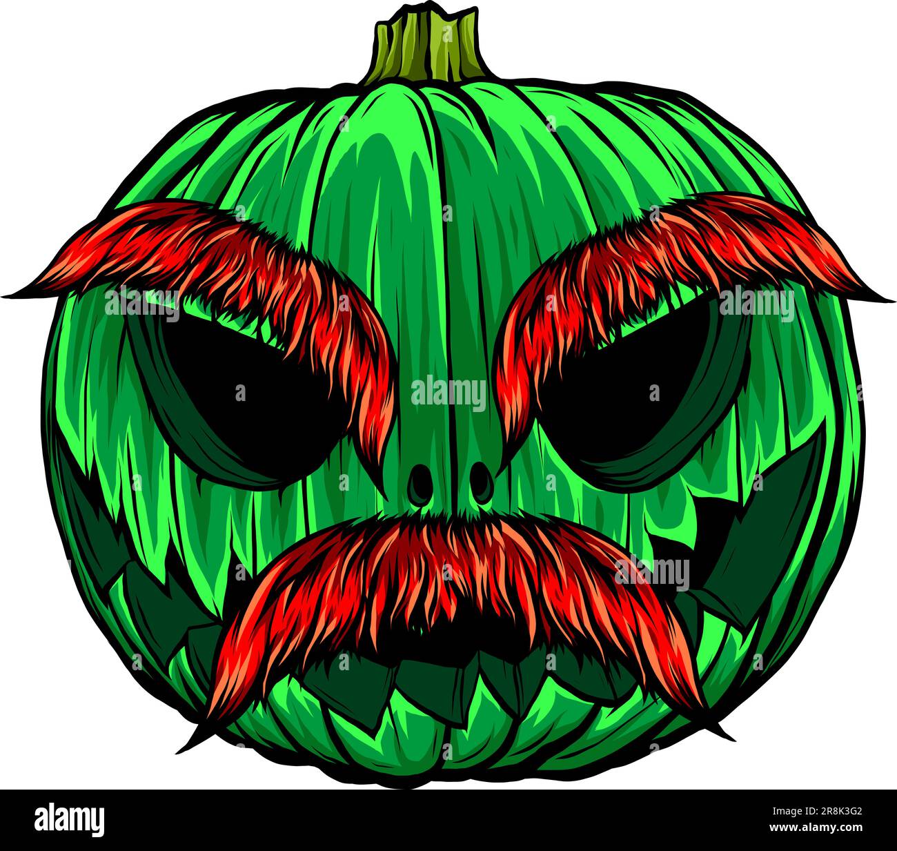 Halloween Pumpkin with mustache. Vector illustration on white ...