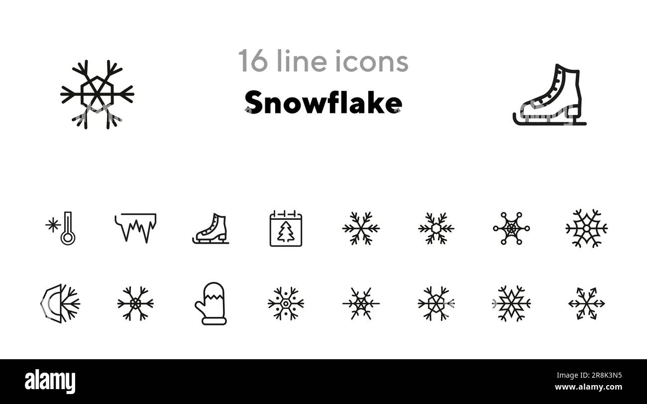Snowflake line icon set Stock Vector Image & Art - Alamy