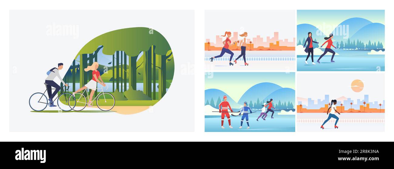Summer and winter activities set Stock Vector Image & Art - Alamy