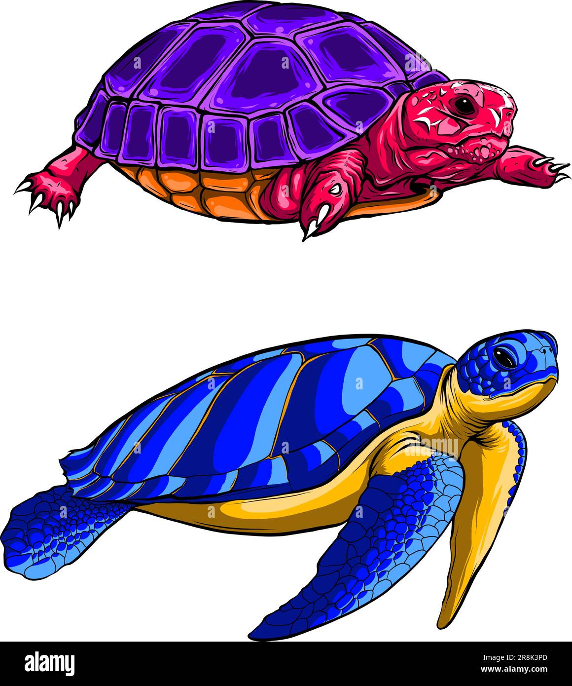 Watercolor turtle illustration in hi-res stock photography and images ...