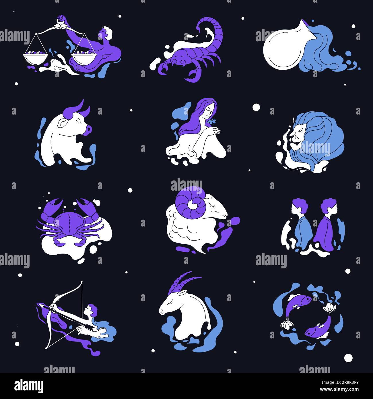 Zodiac signs or symbols, astronomy and astrology Stock Vector Image ...