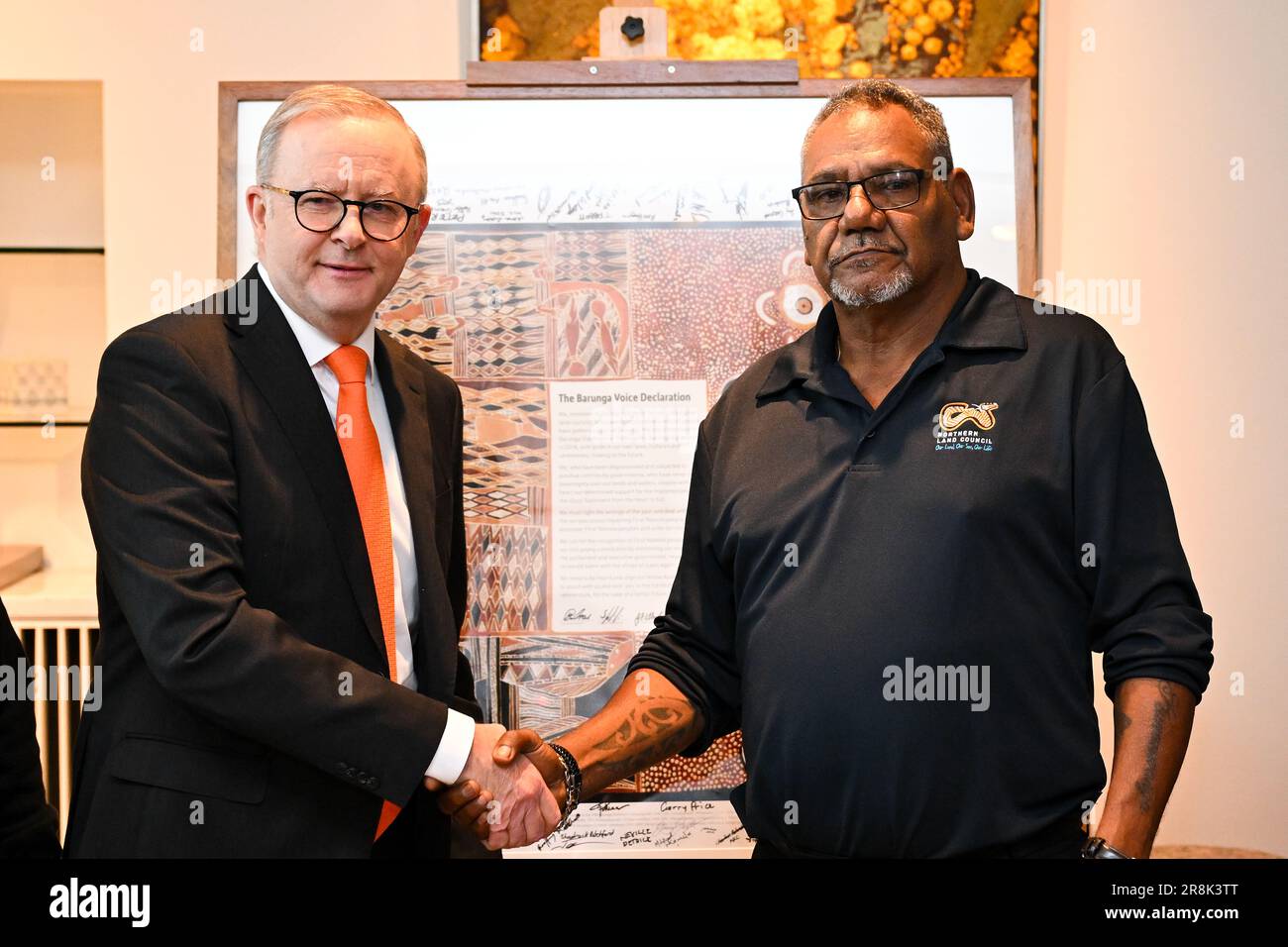 Canberra, Australia. 22nd June, 2023. Australian Prime Minister Anthony Albanese and Chair of ...