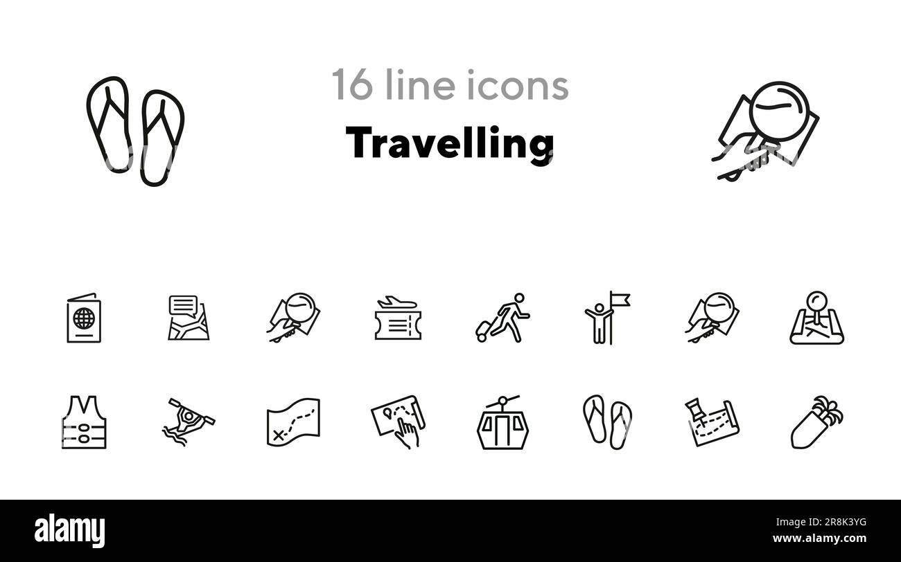 Travelling line icon set Stock Vector Image & Art - Alamy