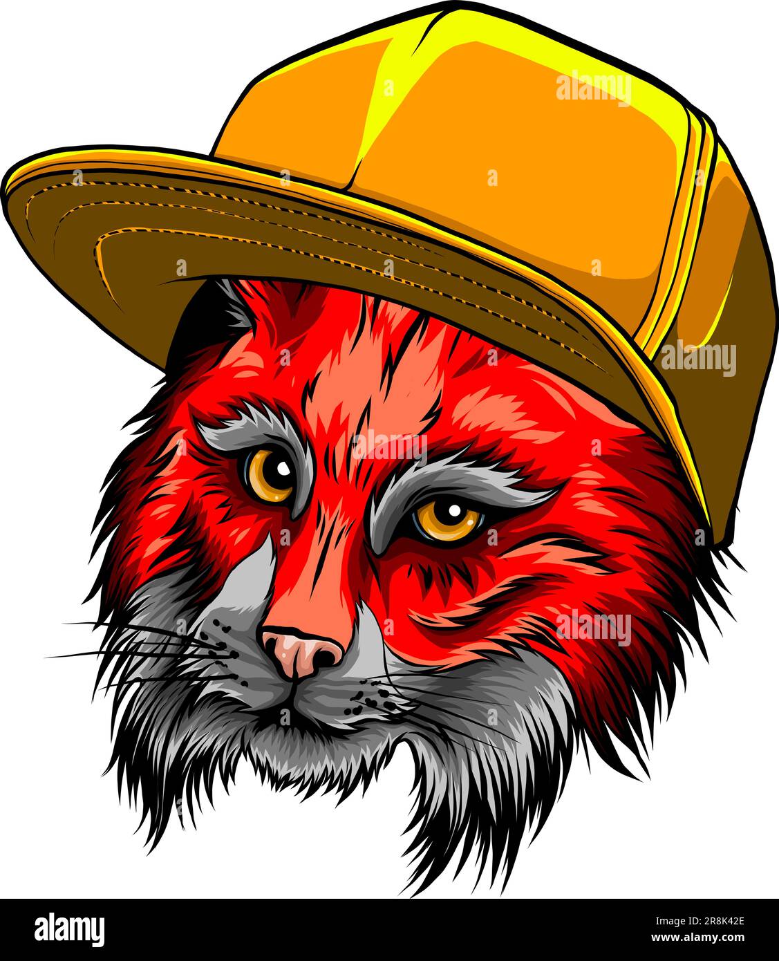 cat portrait in hip-hop hat. Vector illustration Stock Vector Image ...
