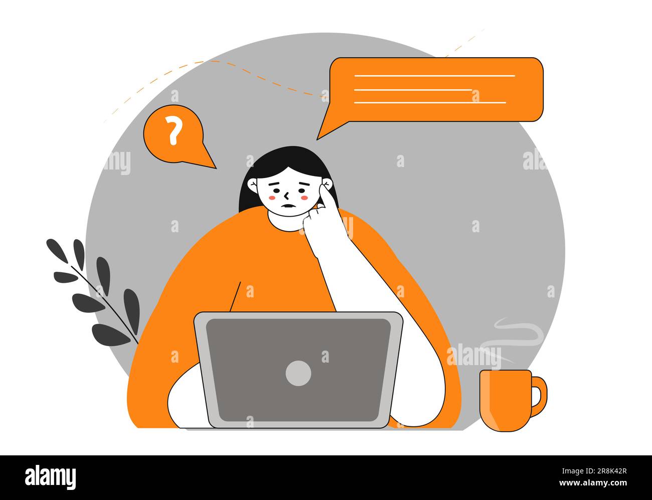 Online learning stock illustration. Young freelancer, student with ...