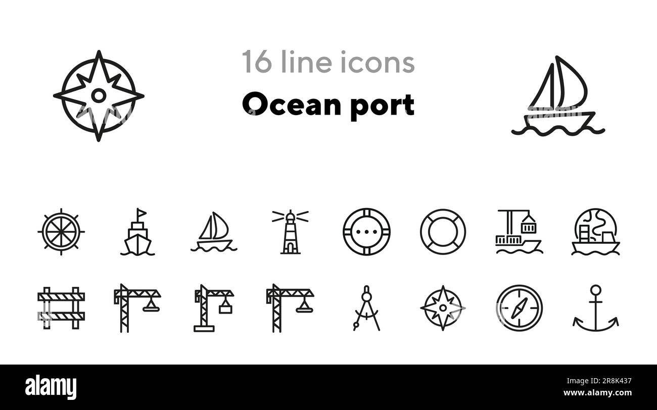 Ocean port icons Stock Vector Image & Art - Alamy