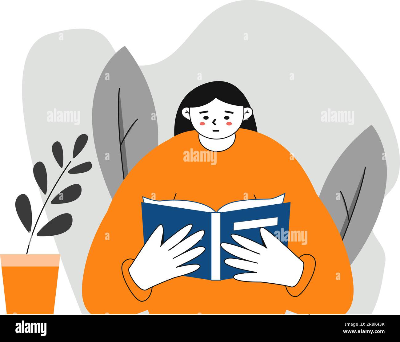 The girl reading books. Students studying and preparing for exams. Book ...