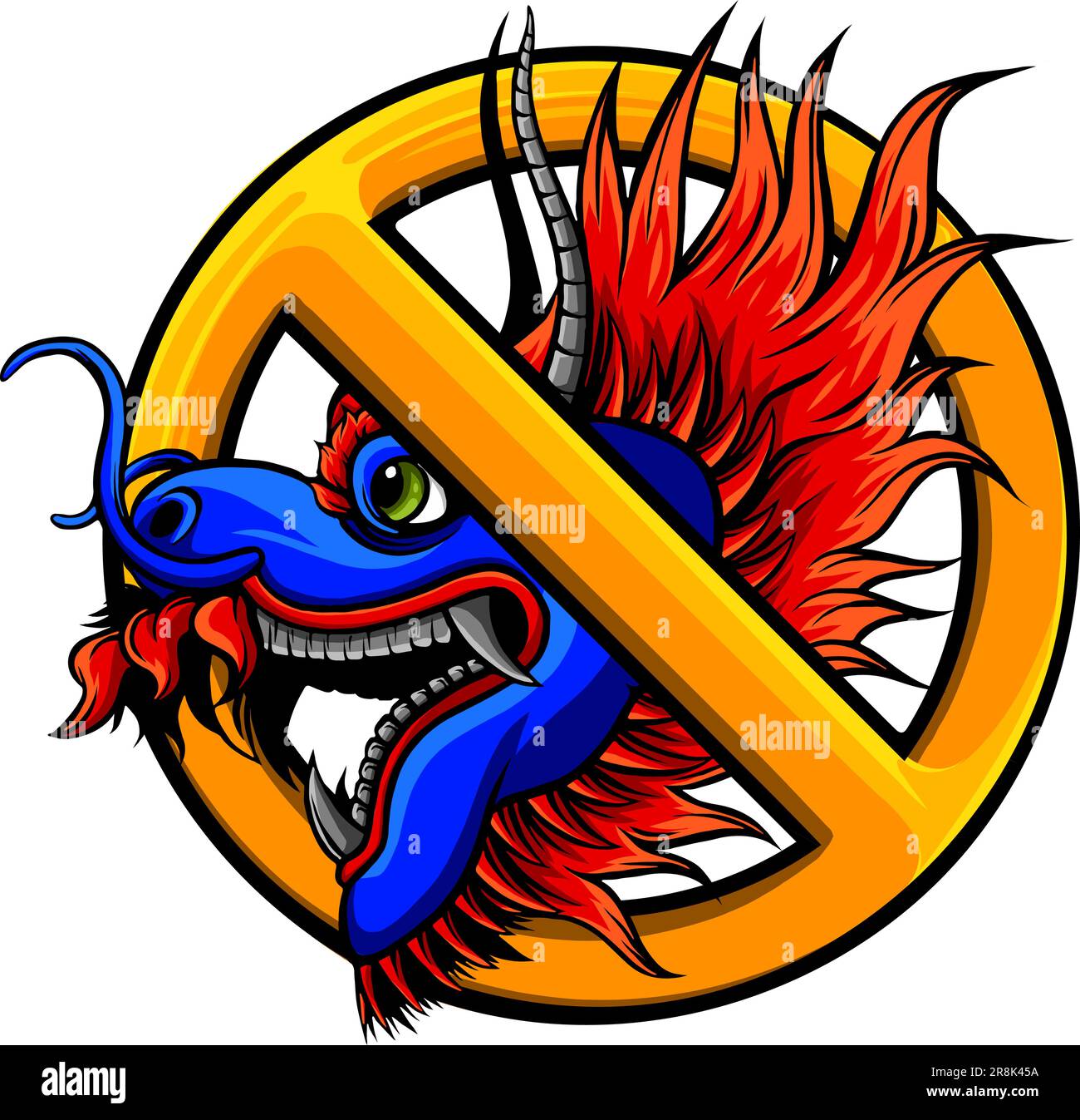 No Dragon Sign on White Background. vector illustration Stock Vector ...