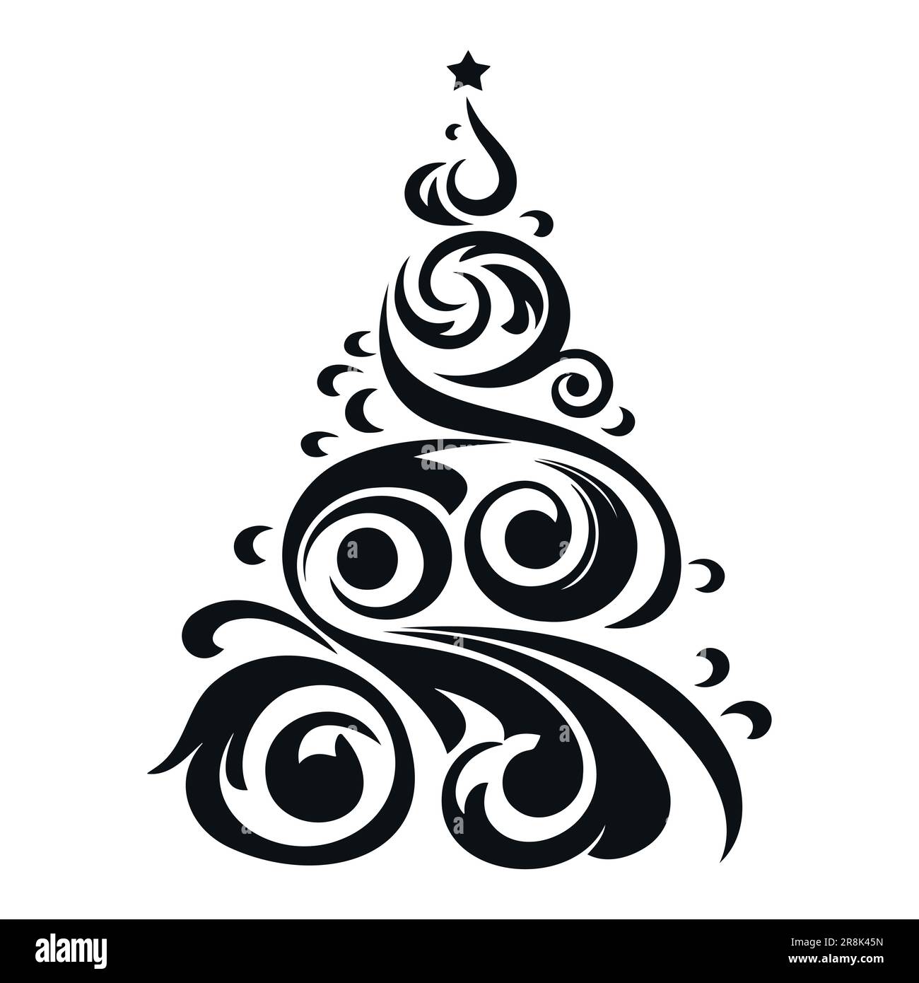 Christmas tree. stylized element. holiday monochrome sign isolated on ...