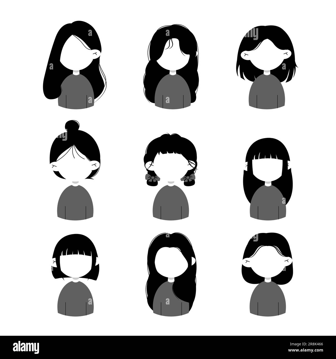 Set of cute girls avatar, Young woman's face icon Stock Vector Image ...