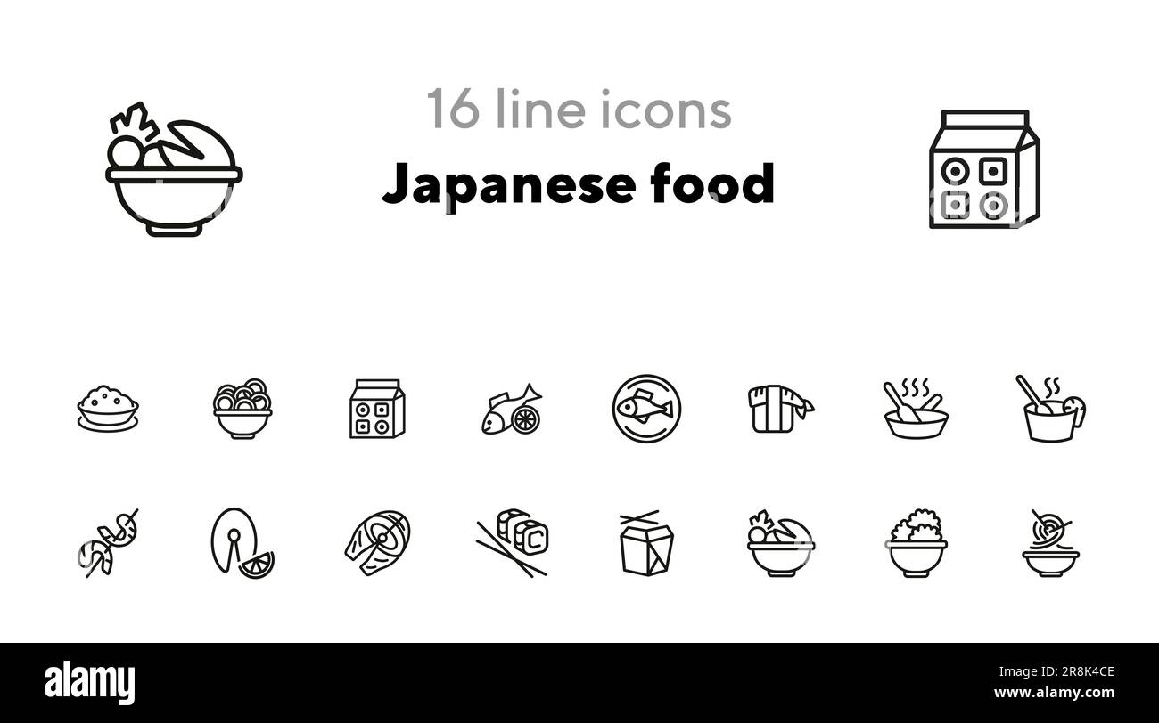 Japanese food line icon set Stock Vector Image & Art - Alamy