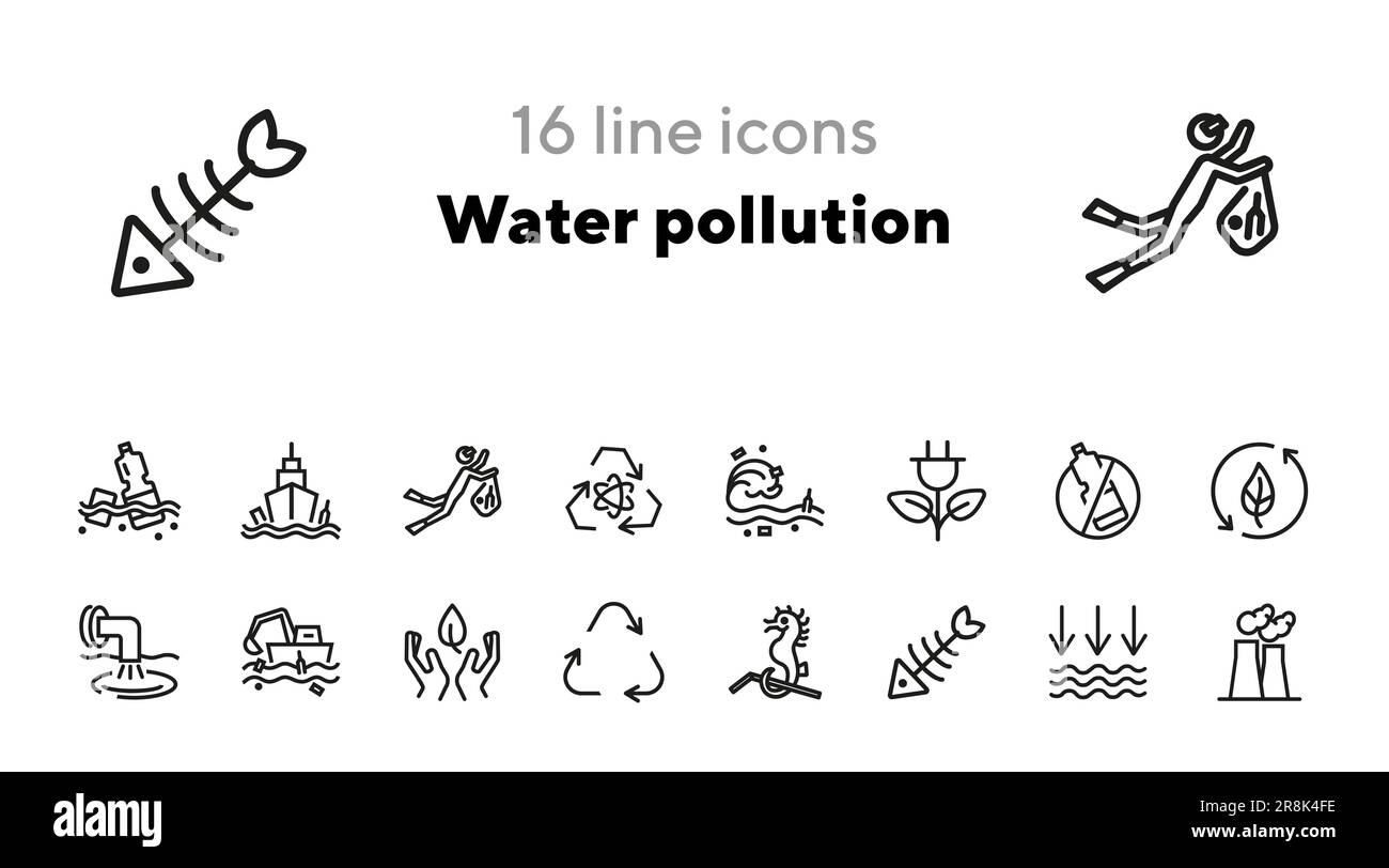 Water pollution line icon set Stock Vector Image & Art - Alamy