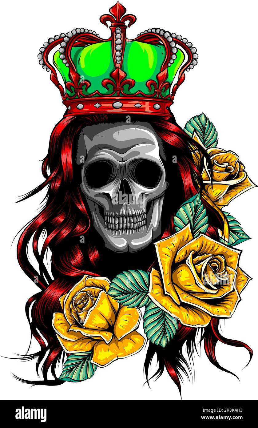 The queen skull with crown and roses flower Stock Vector Image & Art ...