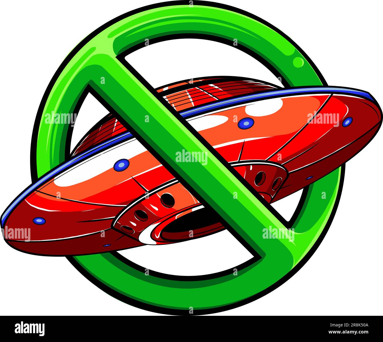No UFO symbol design illustration. Forbidden sign with spaceship and ...