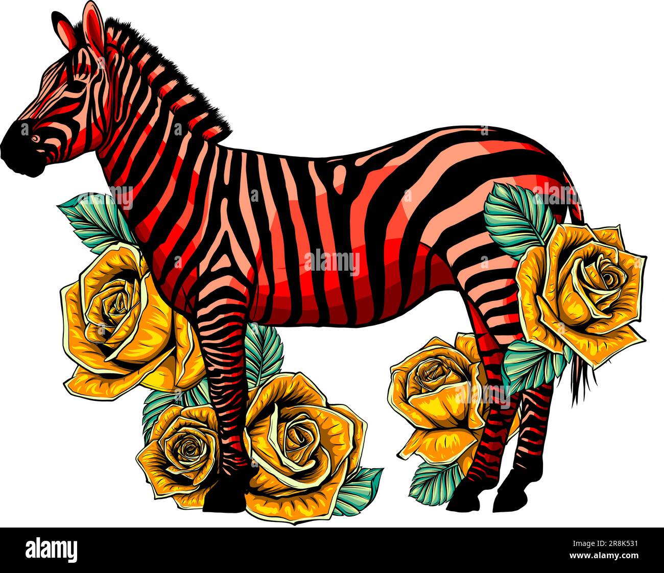 zebra with red roses vector illustration design Stock Vector Image ...
