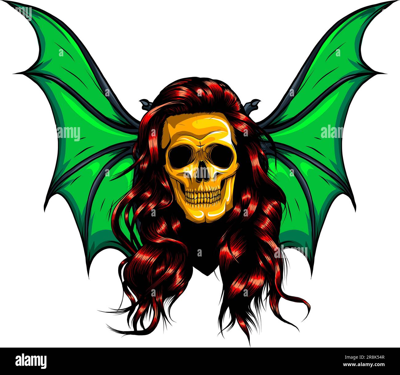 A winged skull bat or dragon wings on white background vector ...