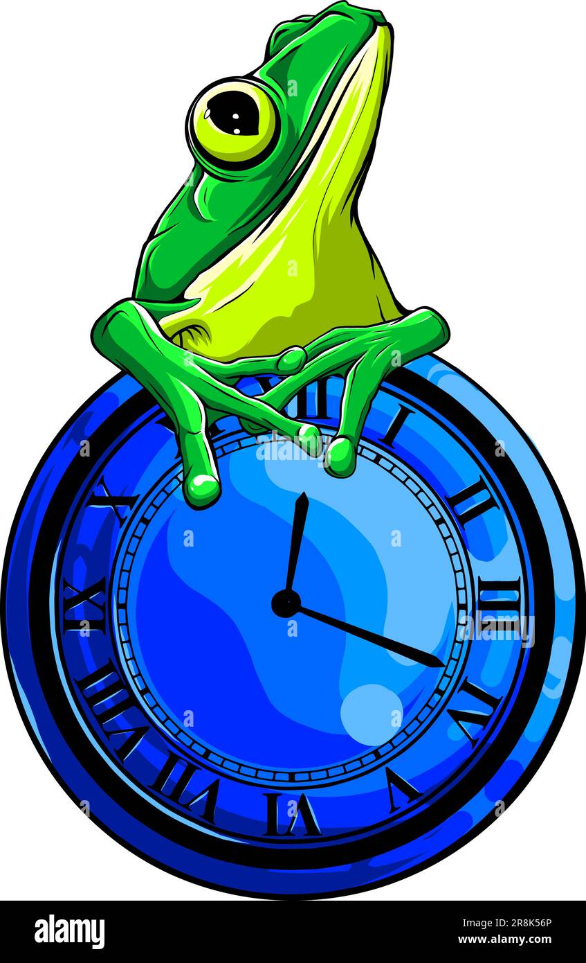 vector illustration of isolated frog clock on white Stock Vector Image ...