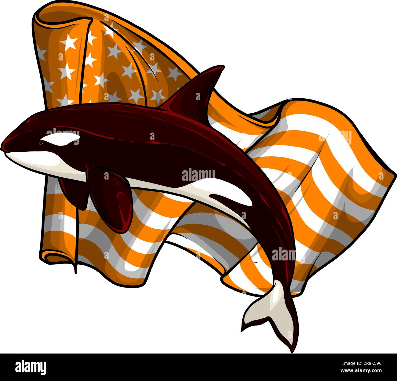 Killer Whale Spirit Orca Jumping Vector illustration with american flag ...