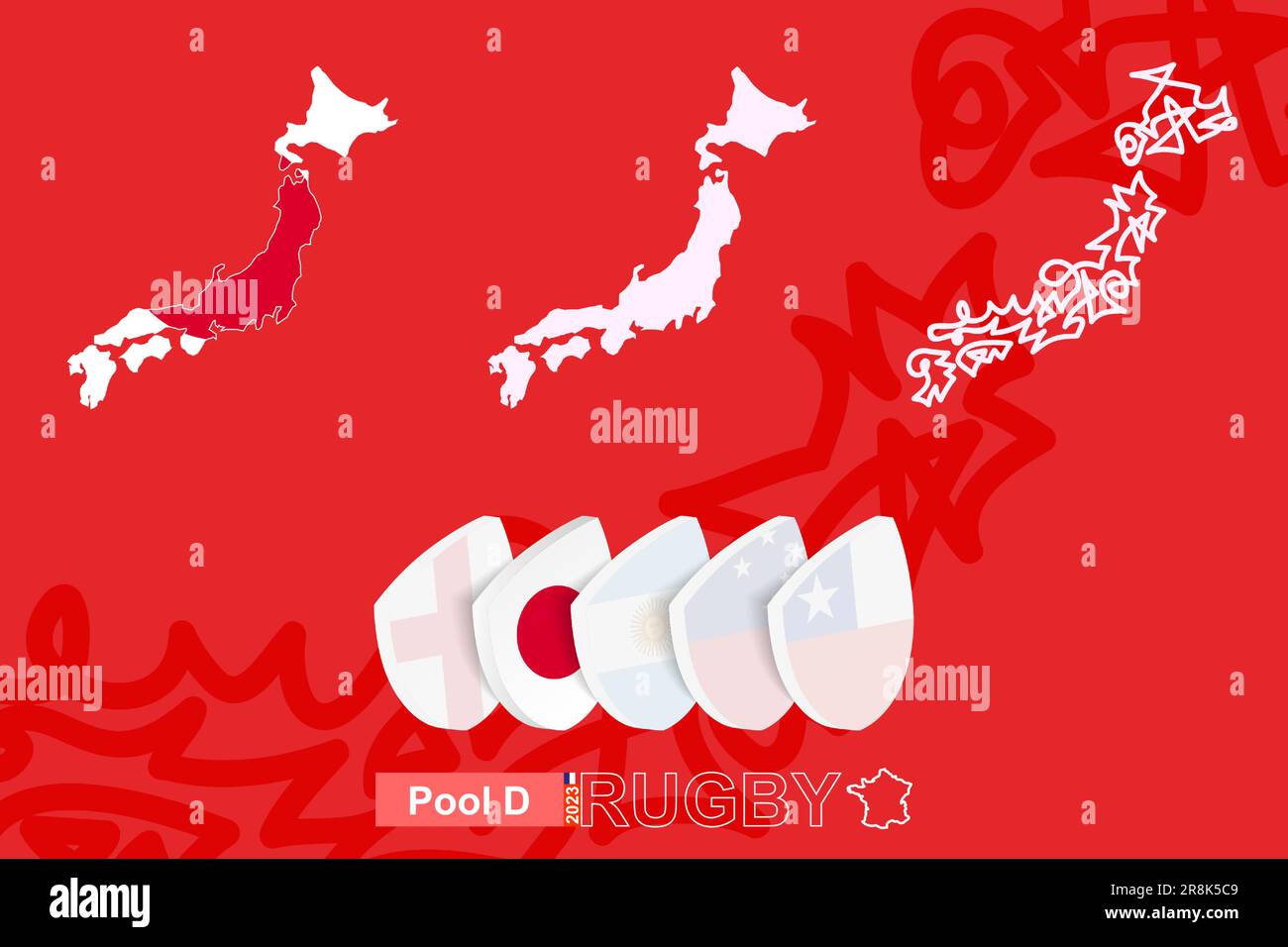 Maps of Japan in three versions for rugby international championship ...