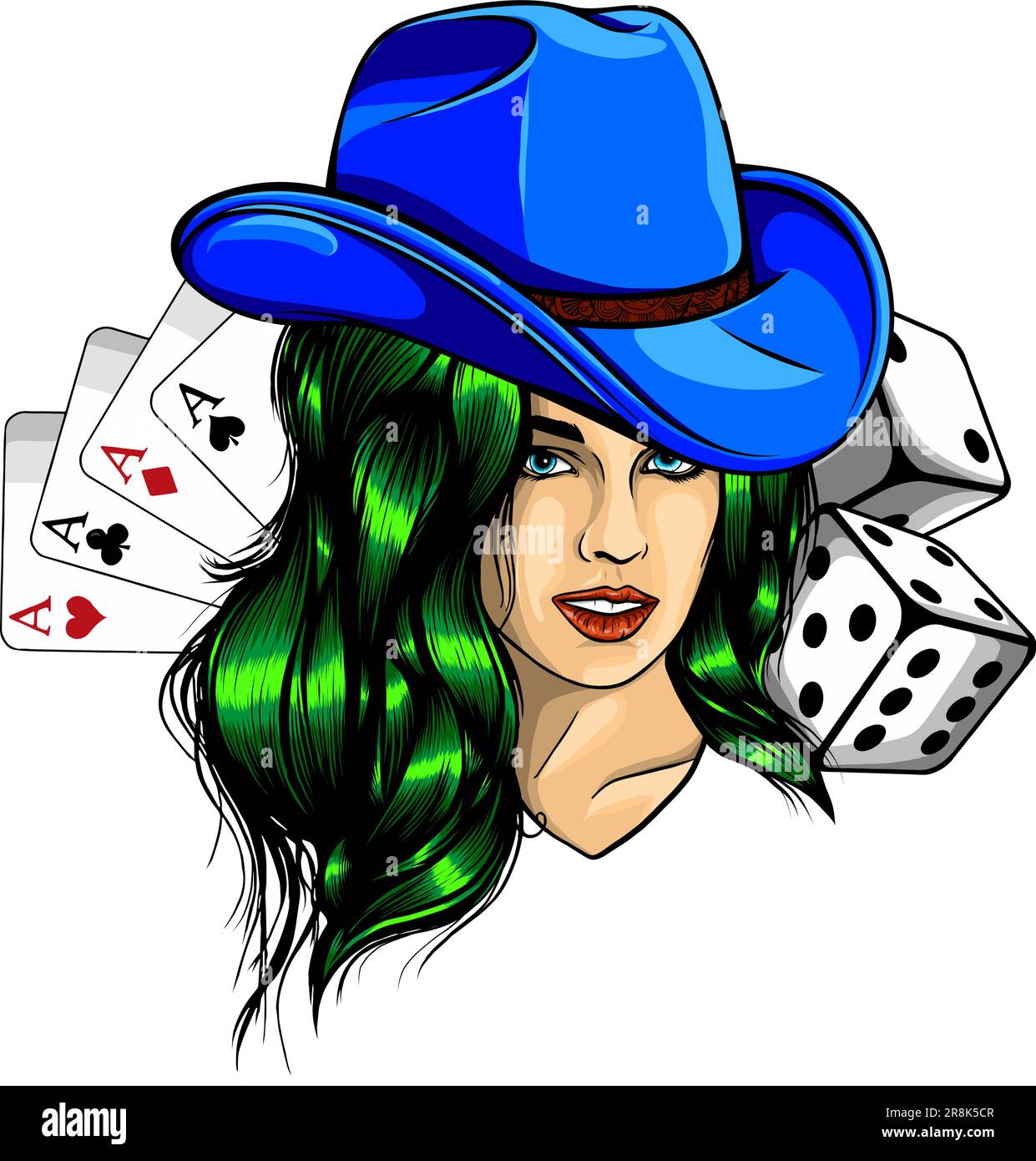 Beauty woman holding cards. Casino vector flat cartoon illustration ...